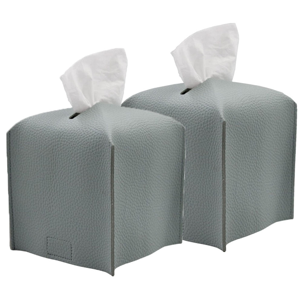 2Pcs Tissue Box Cover, Square Decorative PU Leather Tissue Box Holder ...