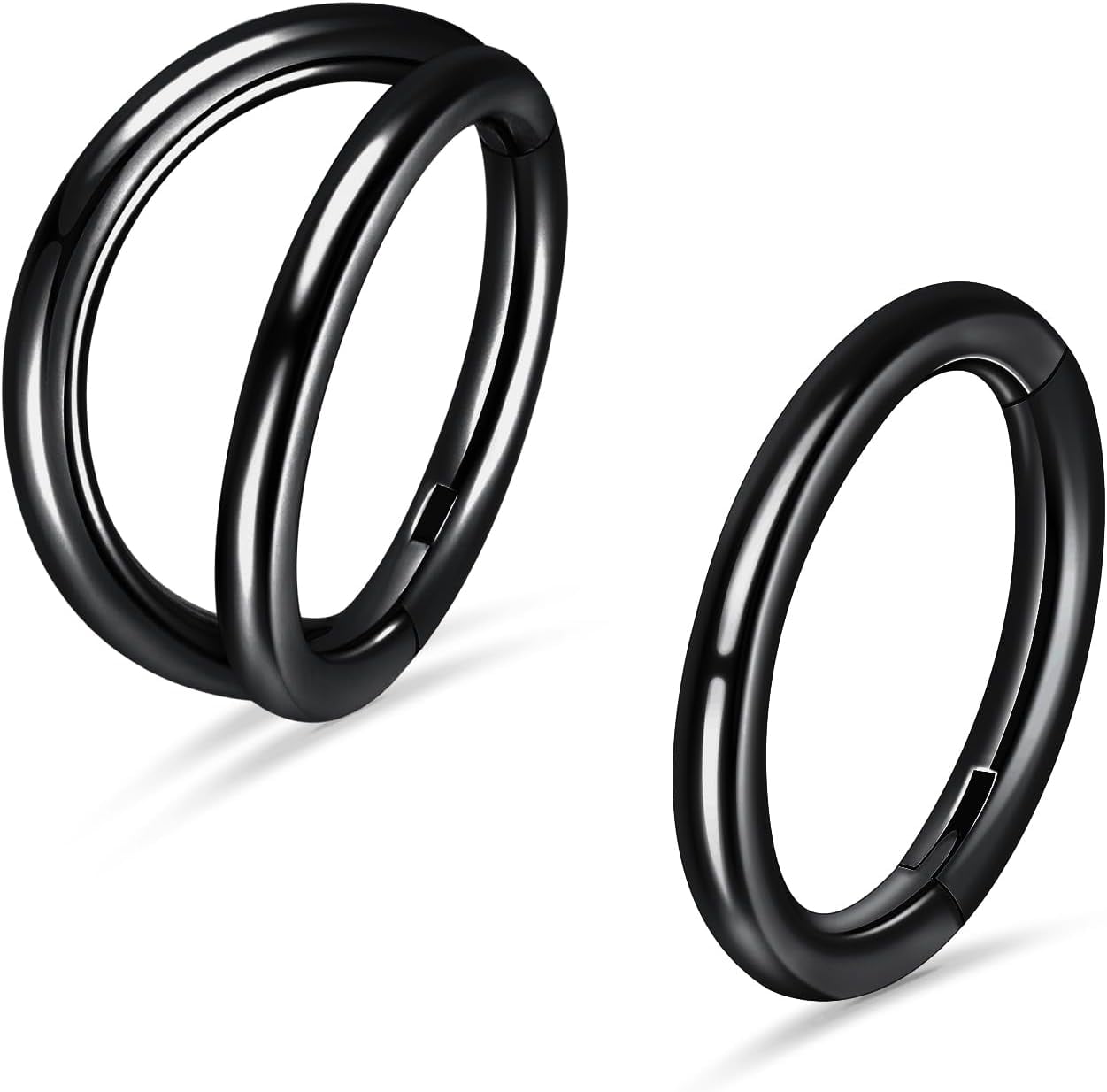 2Pcs Titanium Nose Rings Hoop 16G Double Hoop Nose Ring Diameter 6mm to ...