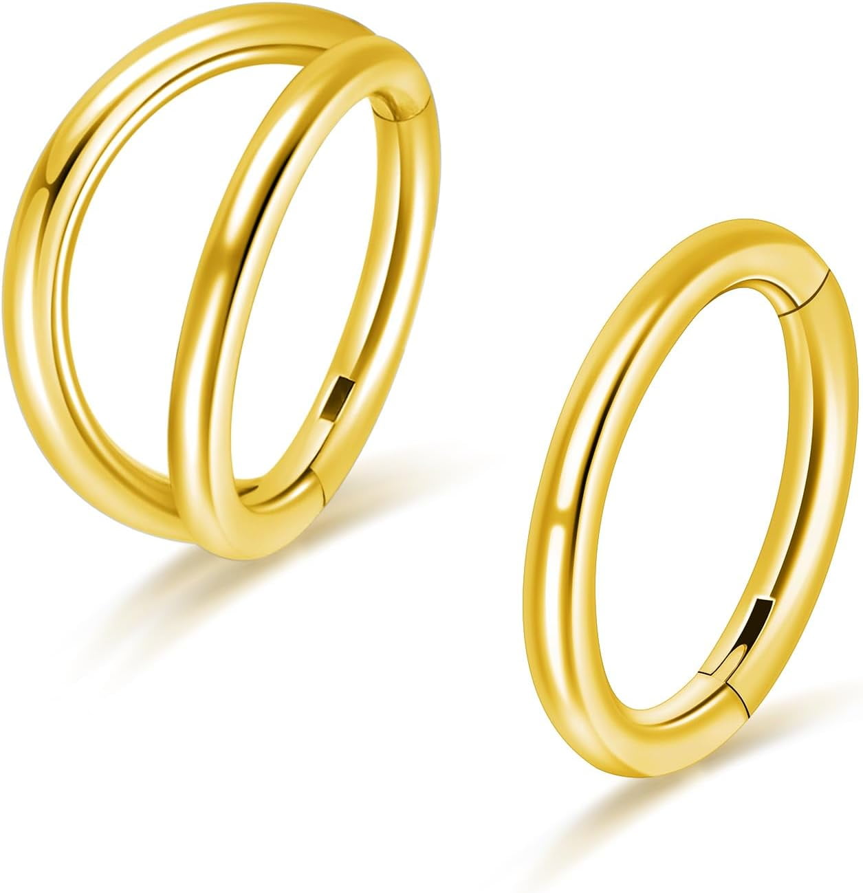 2Pcs Titanium Nose Rings Hoop 20G 18G 16G Double Hoop Nose Ring ...