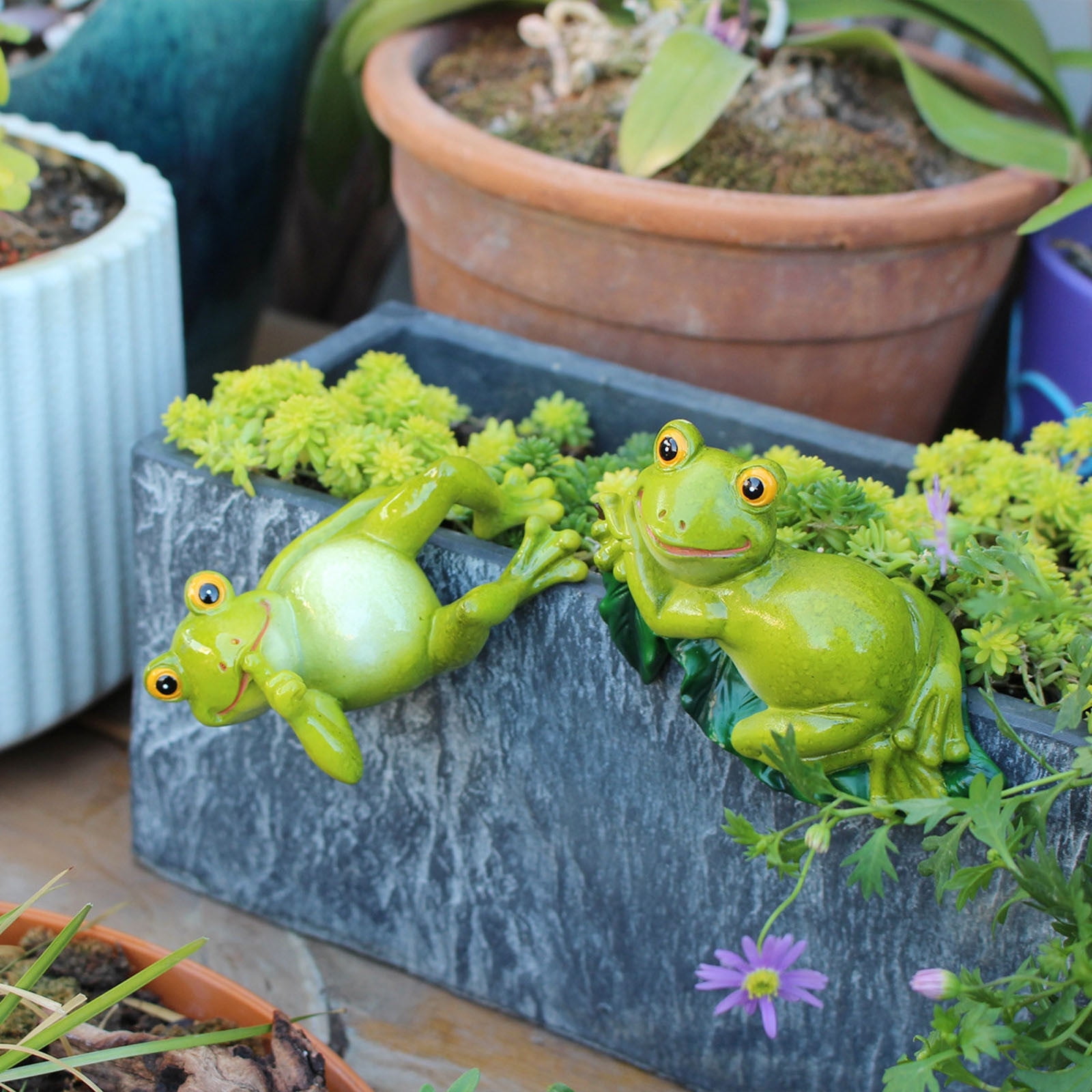 2Pcs Tortoise Figure Plant Pot Hanger, Turtle Flower Pot Hugger, Resin ...