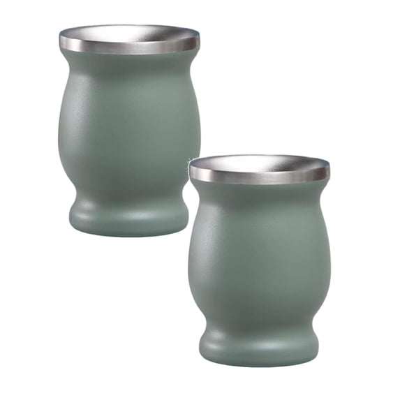 2Pcs Traditional Mate Tea Cup, Stainless Steel Cup, Double-Walled, Easy ...