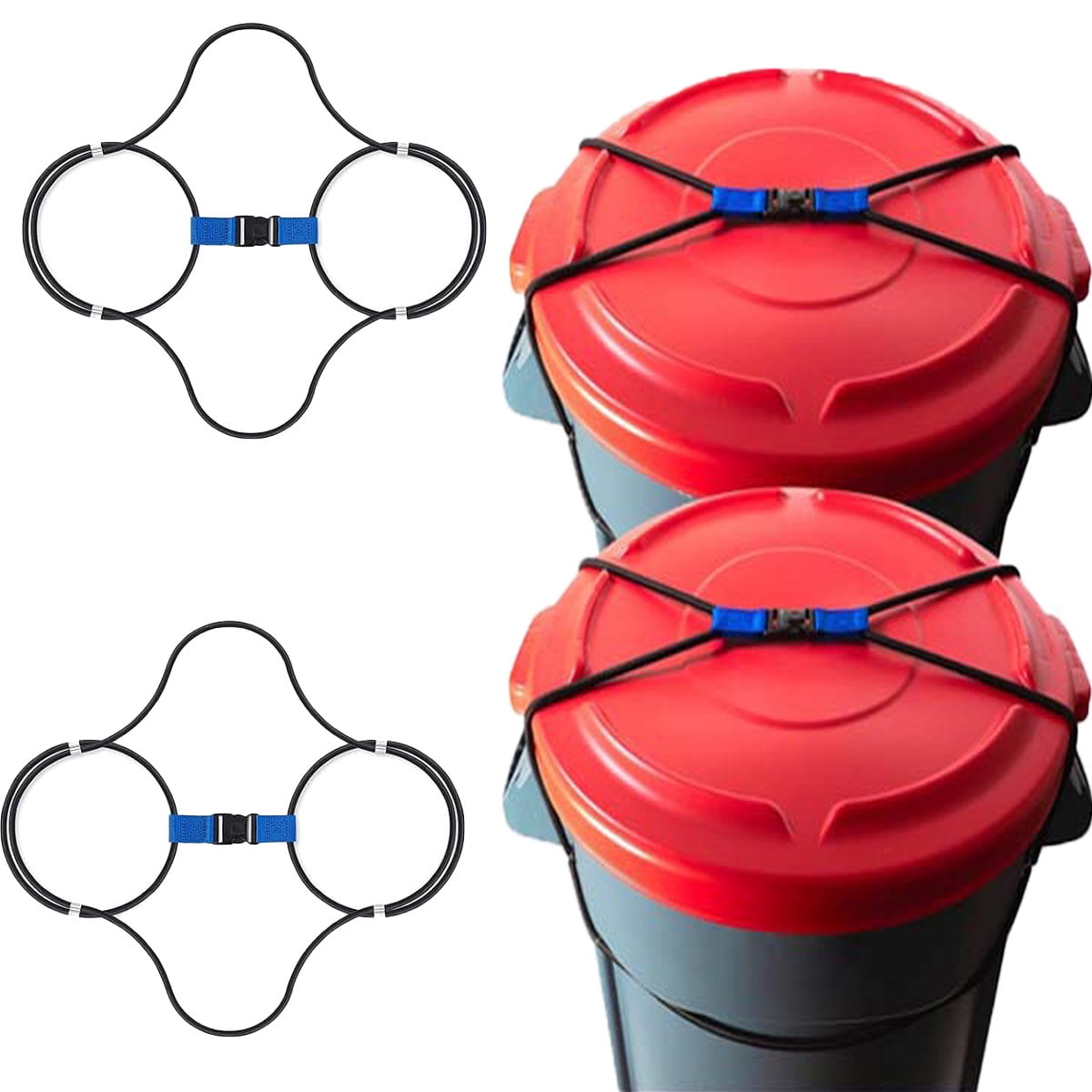 2Pcs Trash Can Lock for Animals/Raccoons,Bungee Cord 30-50 Gallon Trash ...