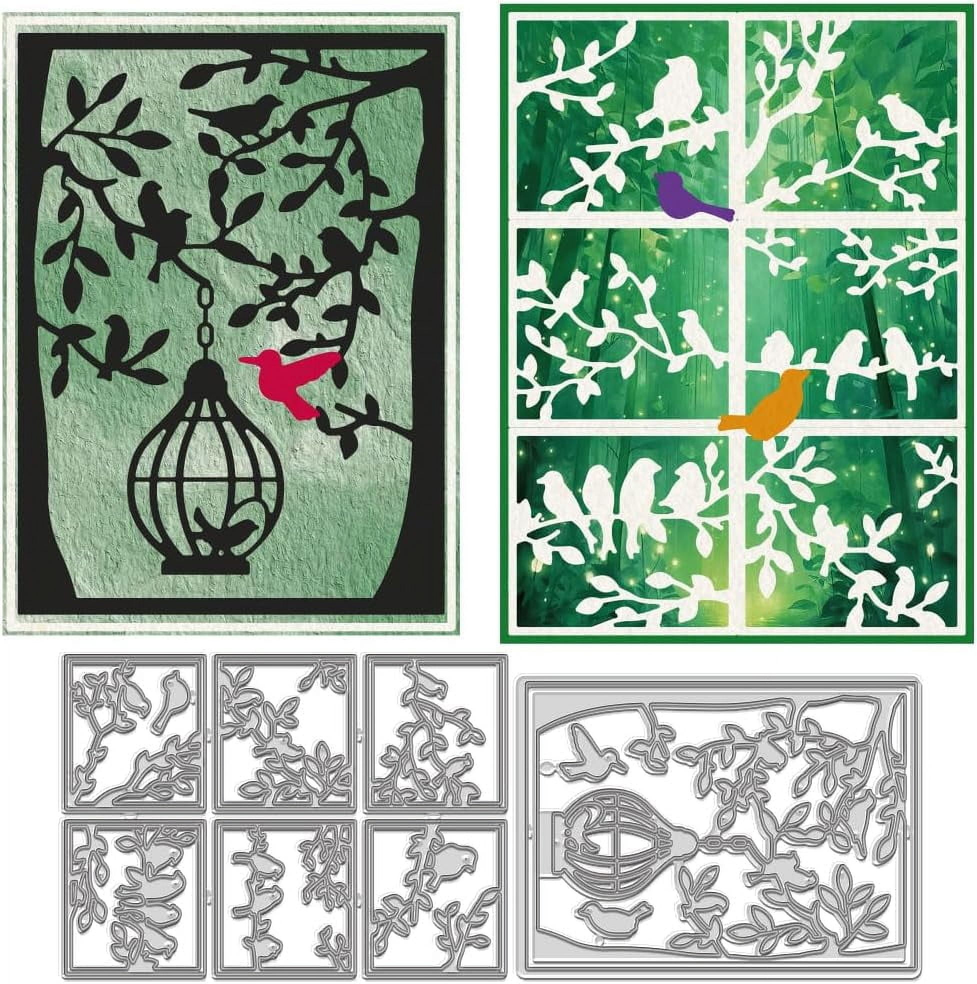 2Pcs Tree Branch Background Frame Metal Cutting Die Bird on Branch Die ...