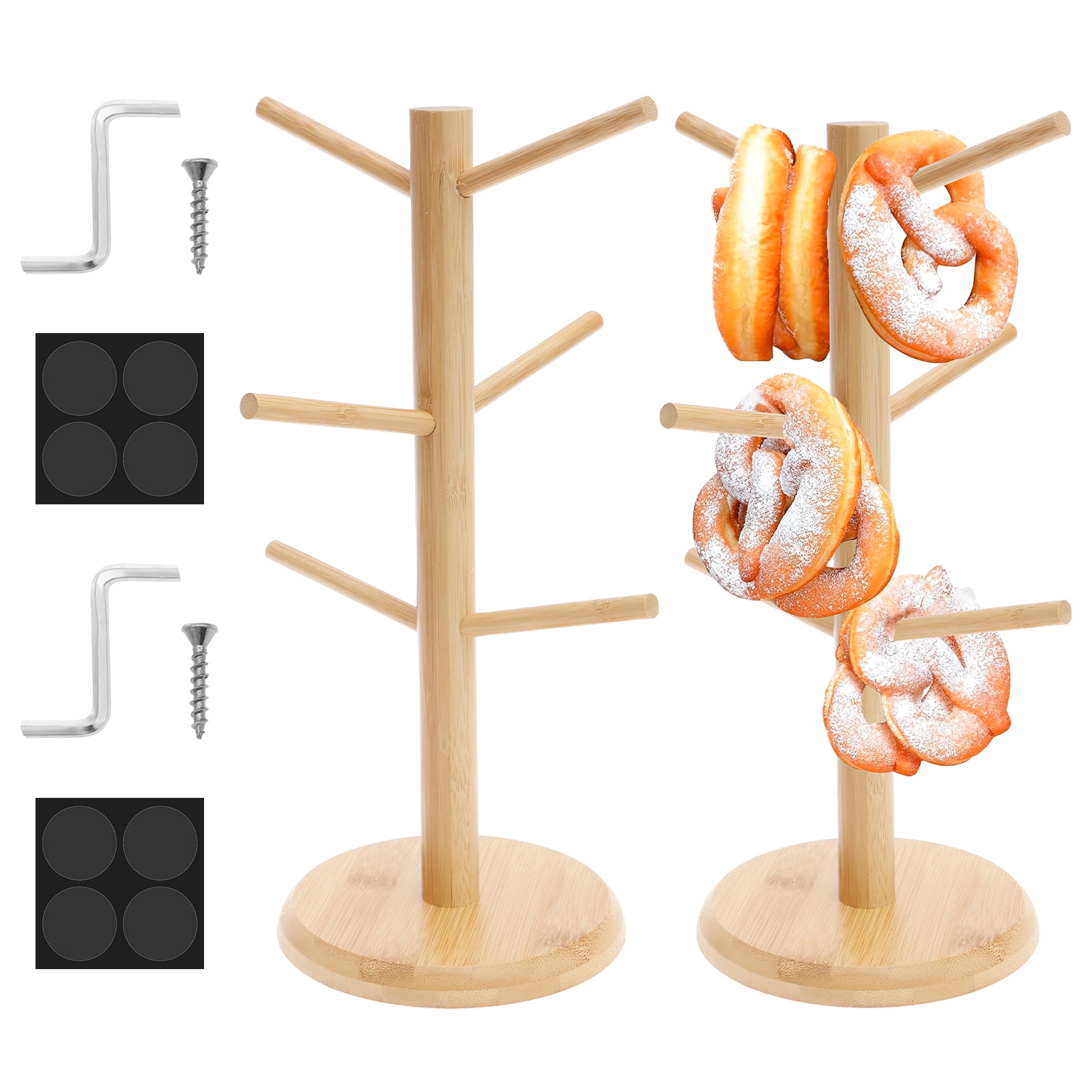 Fvkrnyz 2Pcs Tree Shaped Wood Pretzel Holder for Mug Hair Tie Bracelet ...