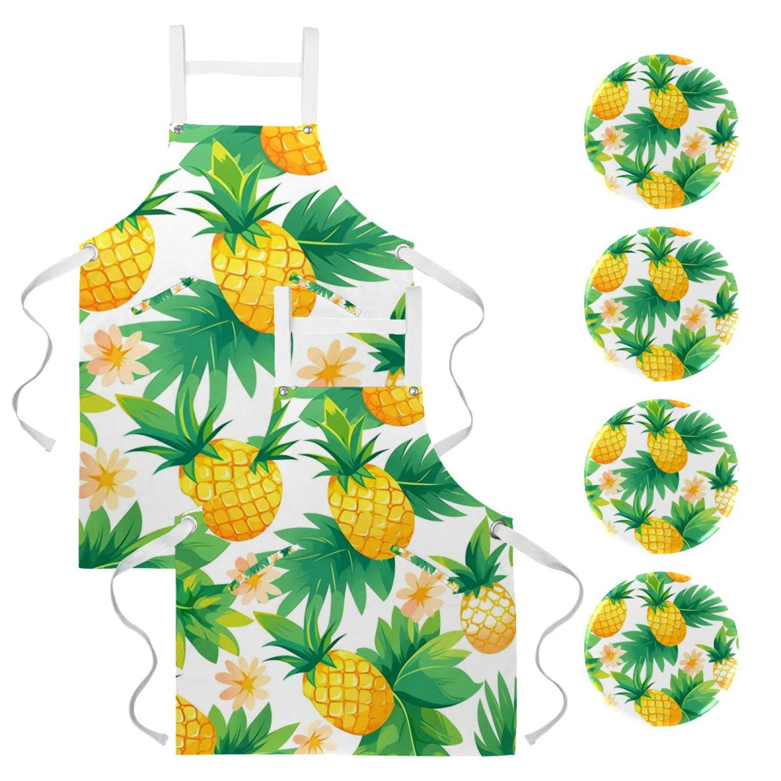 2Pcs Tropical Pineapple Fruit Versatile Aprons Set - Kitchen, Baking ...