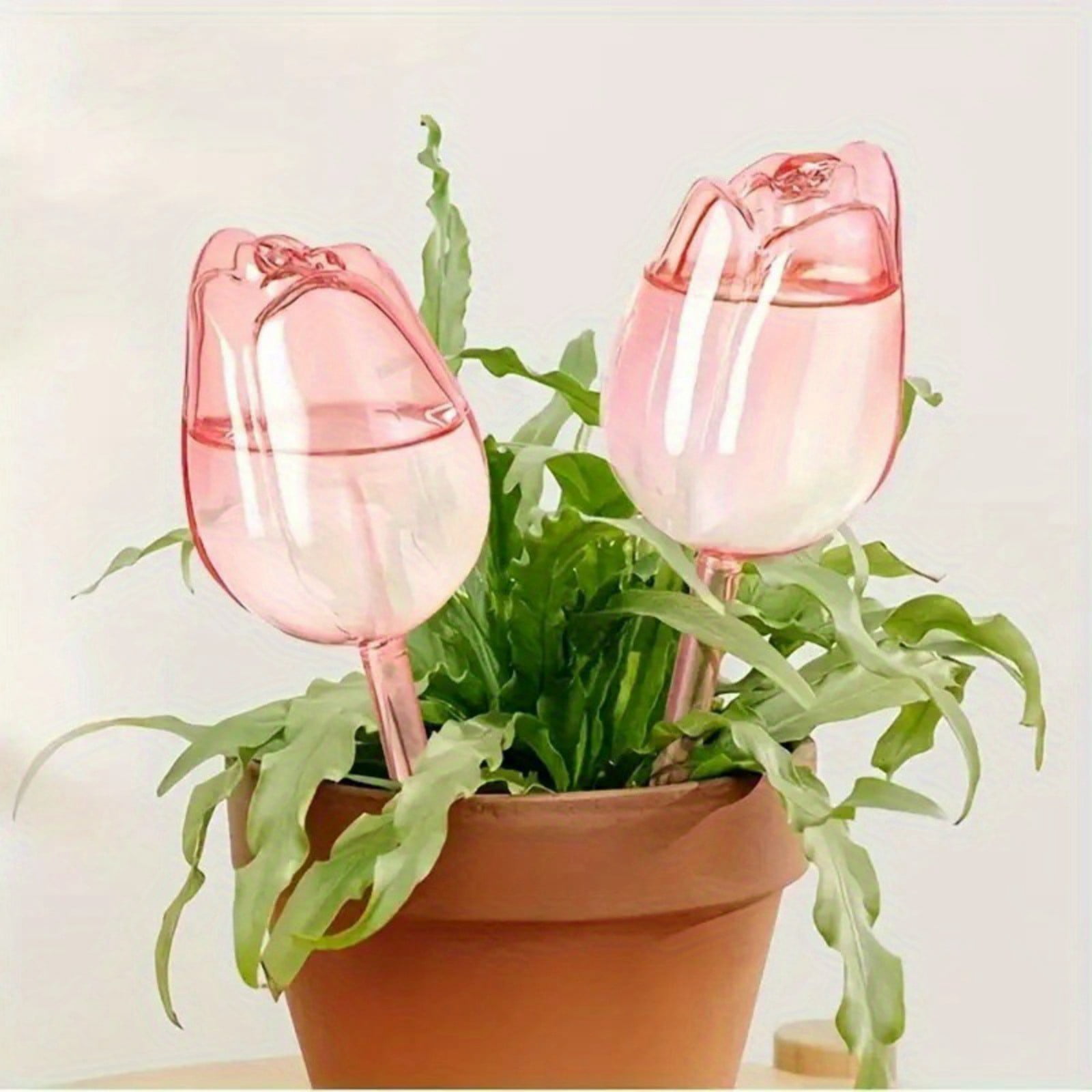 2Pcs Tulips Self Plant Watering Globes, Glass Self Watering Planter ...