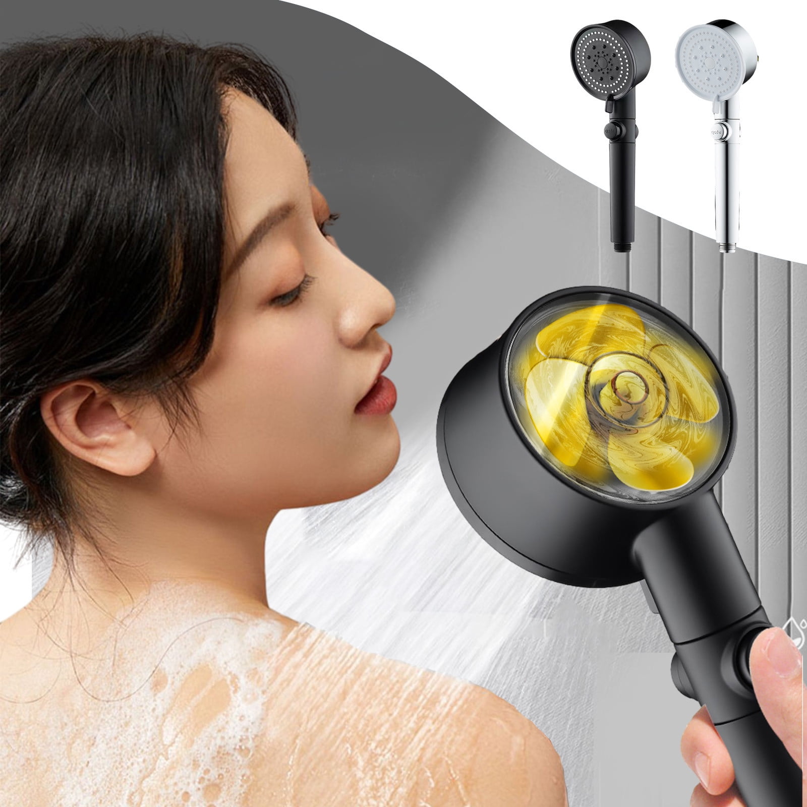 2Pcs Turbo Shower Head Yannianjz High Pressure Shower Head, Turbo Bath ...