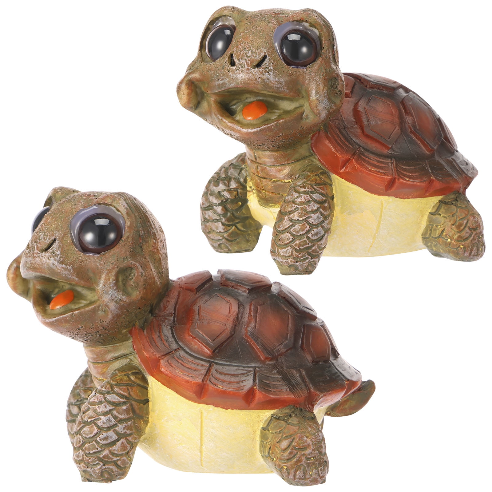 2Pcs Turtle Garden Statue Resin Outdoor Tortoise Figurine Lawn Decor ...