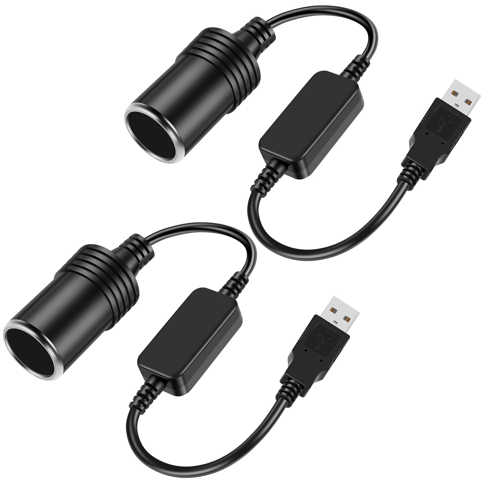 2Pcs USB A to 12V Lighter Socket Adapter Portable USB A Male to 8W ...