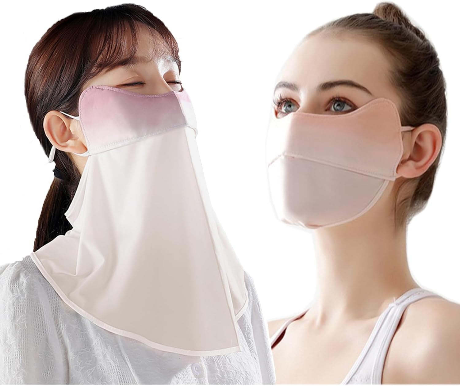 2Pcs UV Face Mask, Ice Silk Cooling Neck Gaiter + Sun Protection Face ...