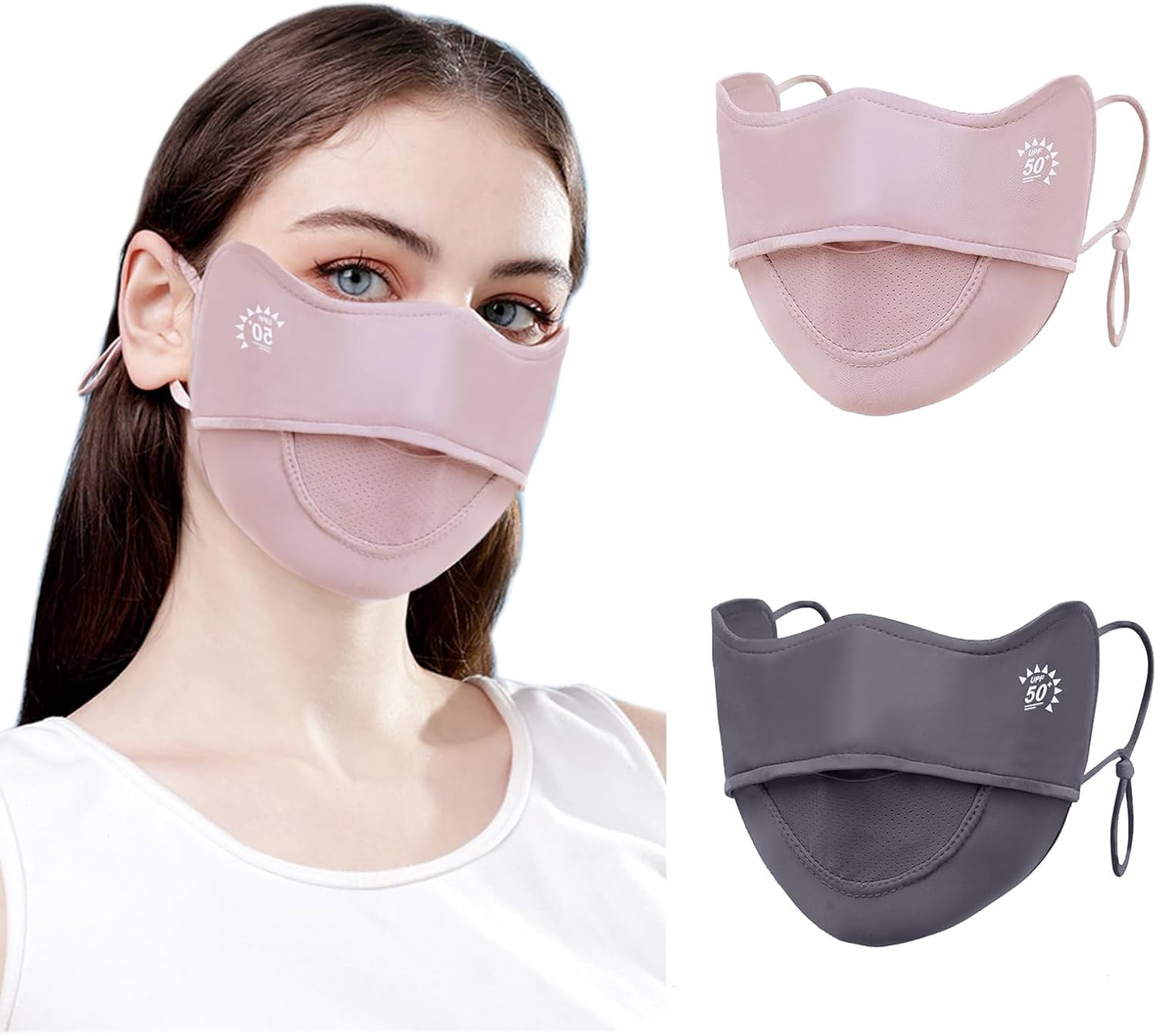 2Pcs UV Face Mask, Sun Masks for Women, Cooling Breathable Face Cover ...