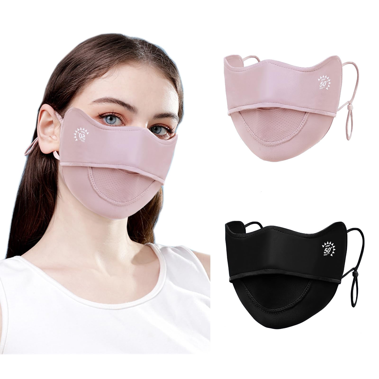 2Pcs UV Face Mask, Sun Masks for Women, Cooling Breathable Face Cover ...