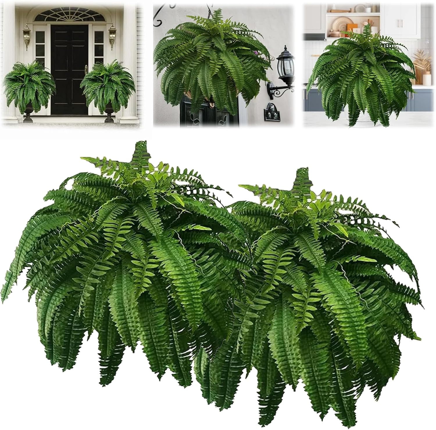 2Pcs UV Resistant Lifelike Artificial Boston Fern - 2025 New Faux ...