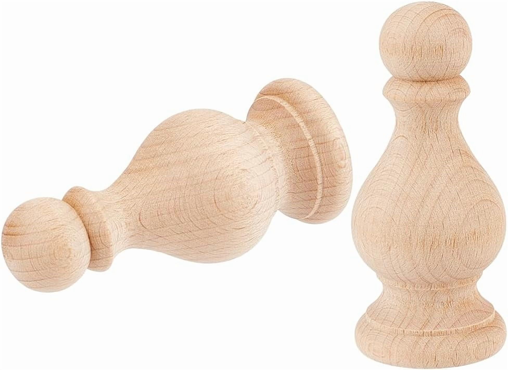 2Pcs Unfinished Beech Wood Finials 1.5x3.5inch Curtain Rod Finials ...