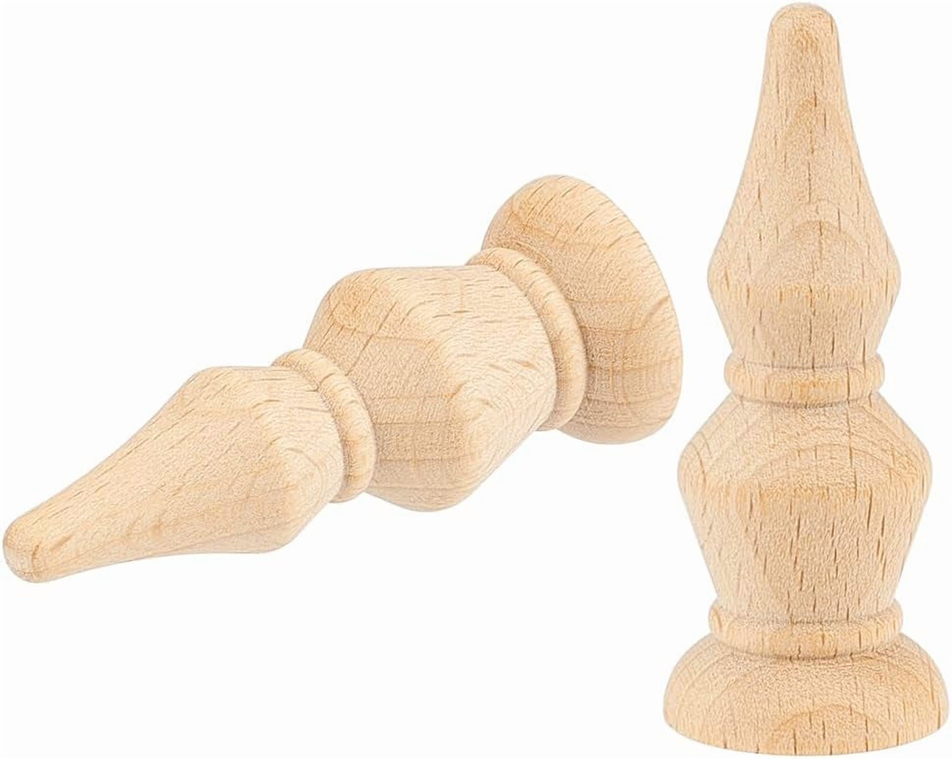 2Pcs Unfinished Beech Wood Finials 2x0.7inch Curtain Rod Finials Craft ...