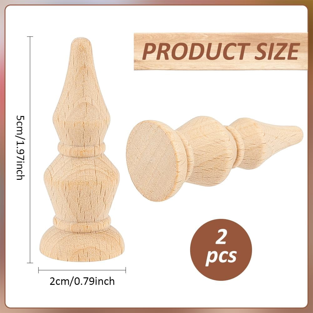 2Pcs Unfinished Beech Wood Finials 2x0.7inch Curtain Rod Finials Craft ...