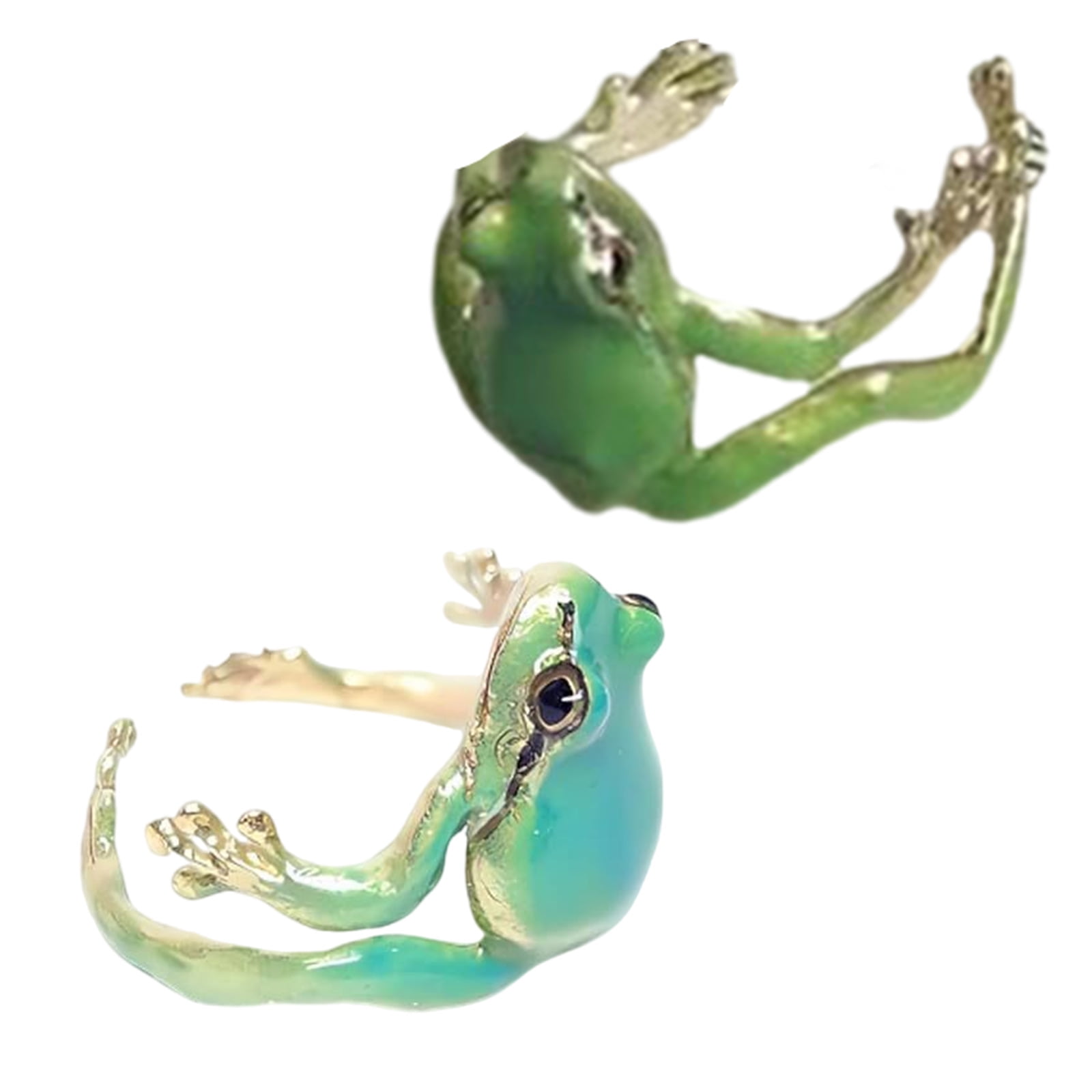 2Pcs Unique Tree Frogs Shaped Rings High Polish Open Rings Adjustable ...