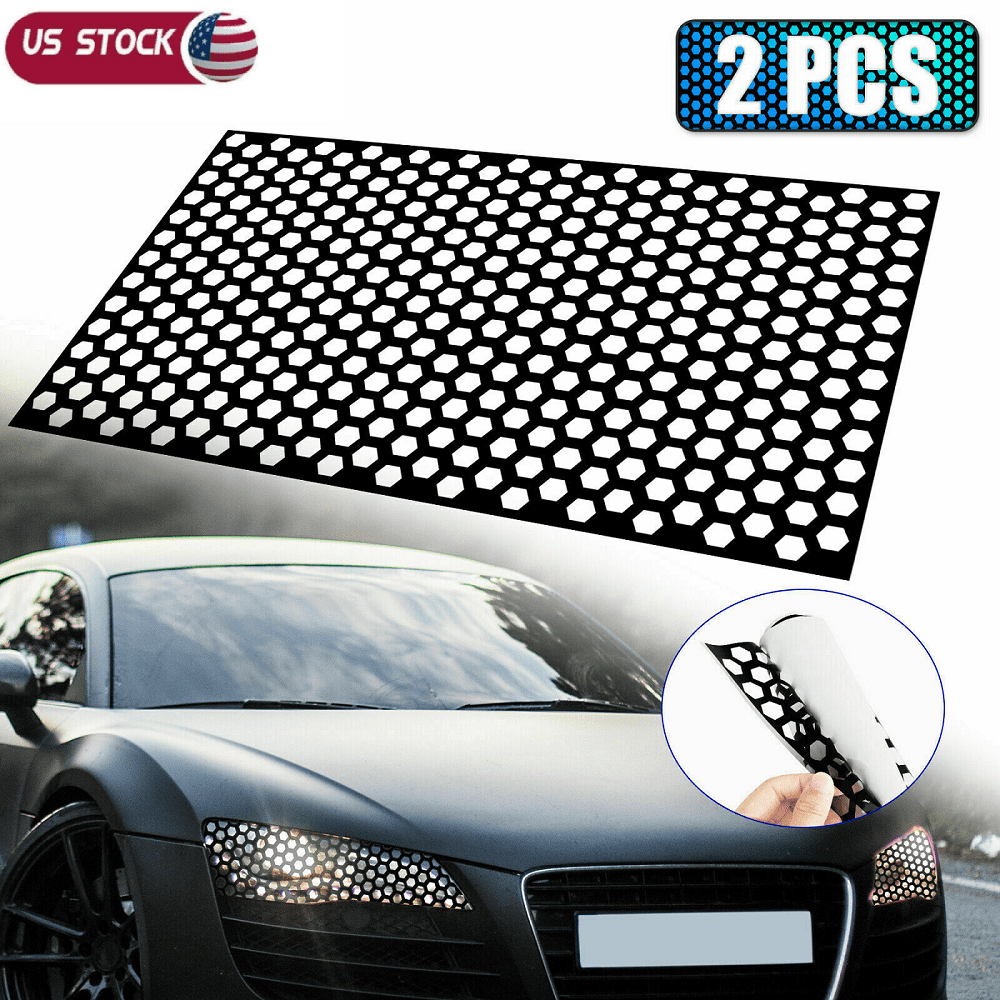 2Pcs Universal Car Light Rear Tail Light Lamp Stickers Honeycomb Type ...