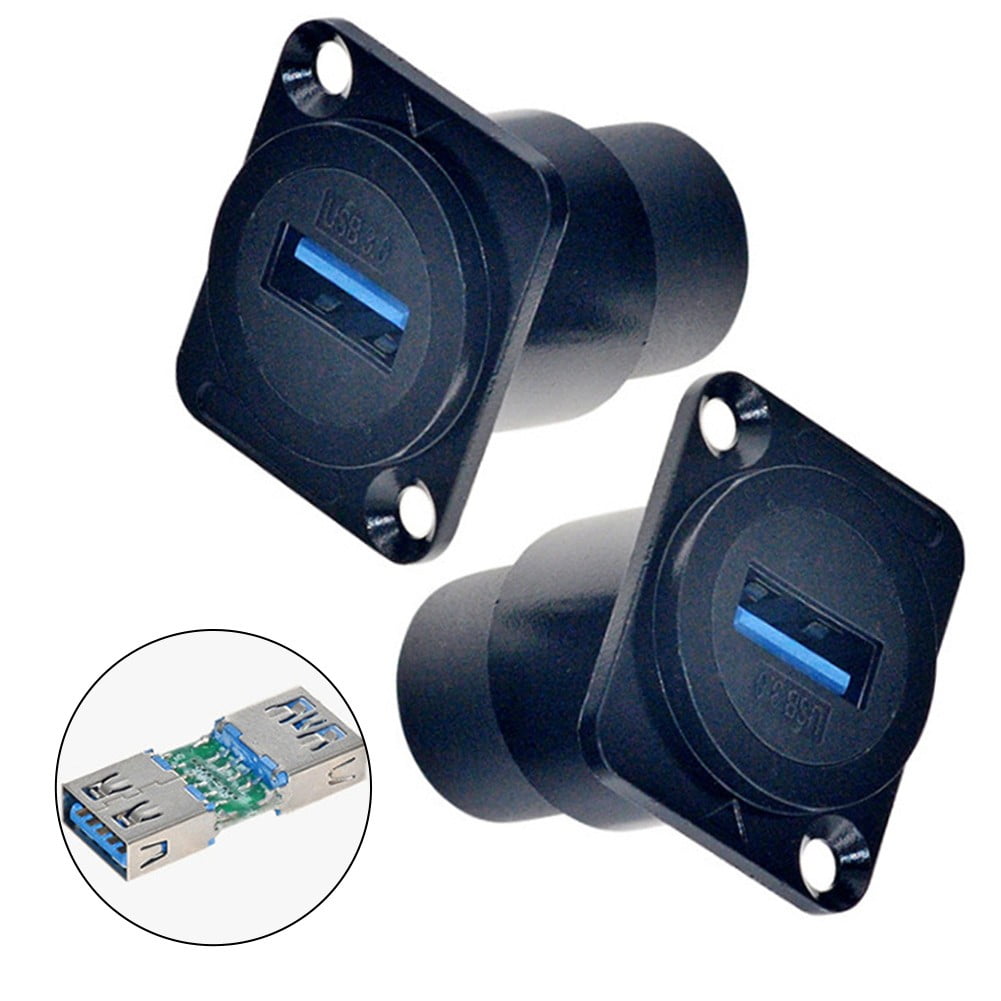 2Pcs Usb 3.0 D-Type Usb Panel Mount Female To Female Pass Through Signal Coupler Sliver Smile ...