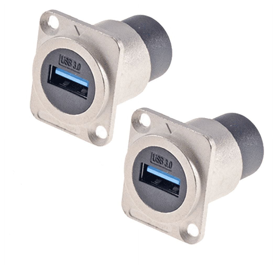 2Pcs Usb 3.0 D-Type Usb Panel Mount Female To Female Pass Through Signal Coupler Sliver ...