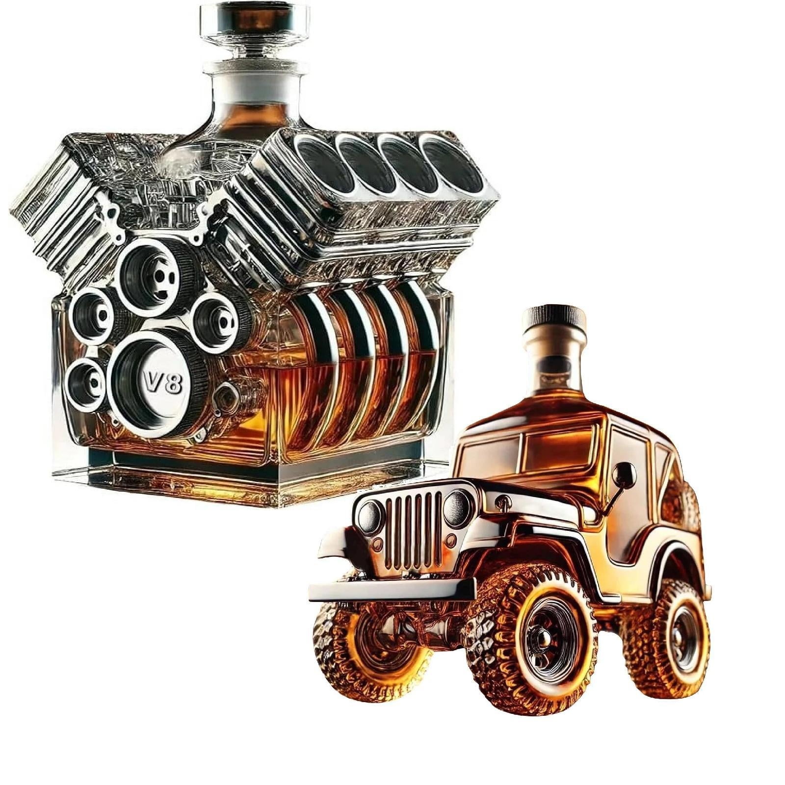 2Pcs V8 Engine and Classic Car Whiskey Bottle, New High-end ...
