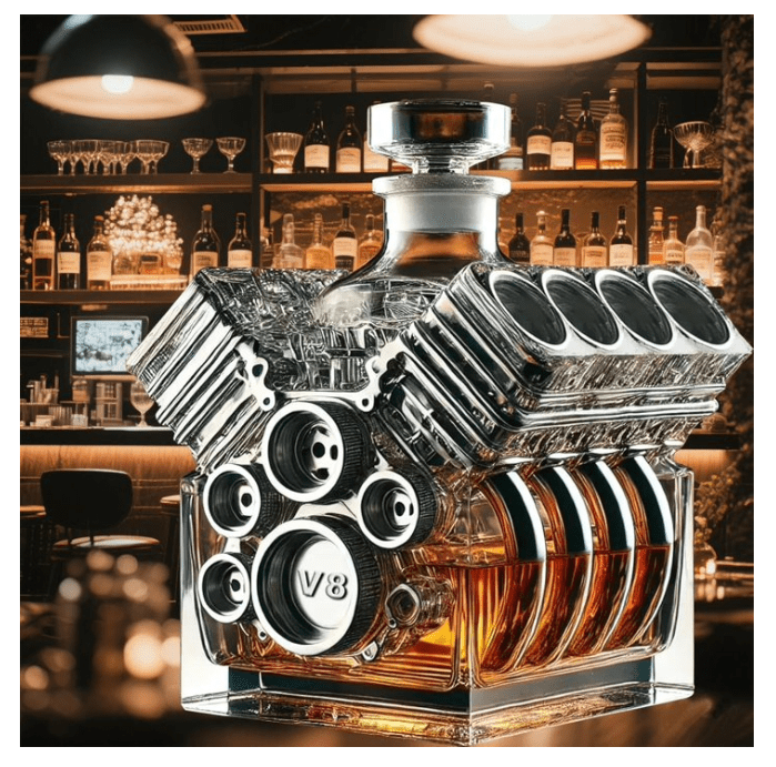 2Pcs V8 Engine and Classic Car Whiskey Bottle, V8 Engines Shape Alcohol ...