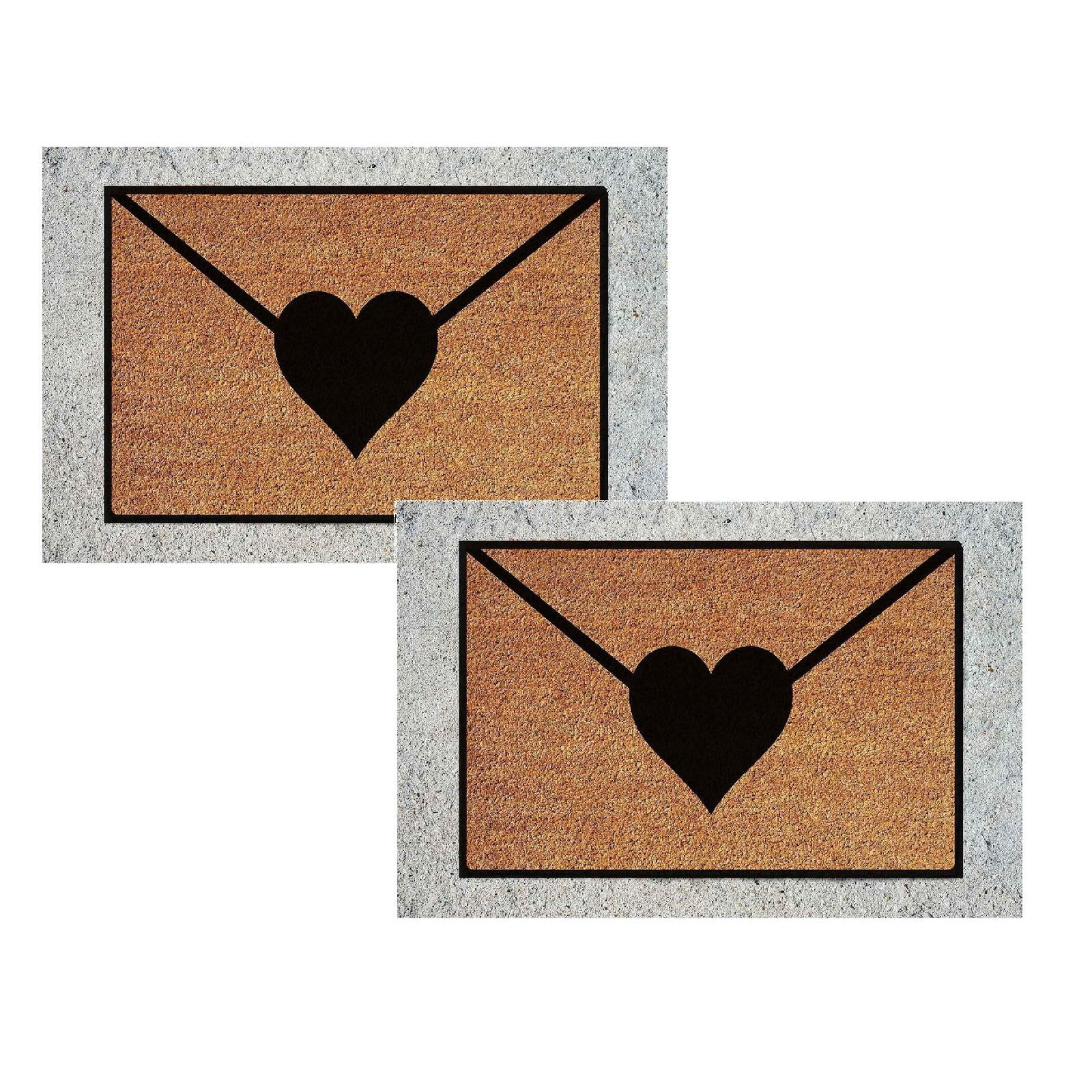 2Pcs Valentine Rug Outdoor Doormat Envelope Heart Welcome Mat Mud ...