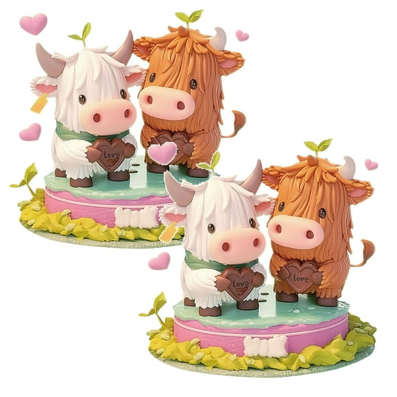 2Pcs Valentine'S Day Cow Animal Hanging Ornament For Tree Car Unique ...