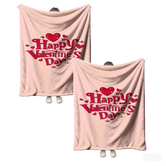 2Pcs Valentine'S Day Cozy Winter Blanket Soft Flannel Throw For Couples ...