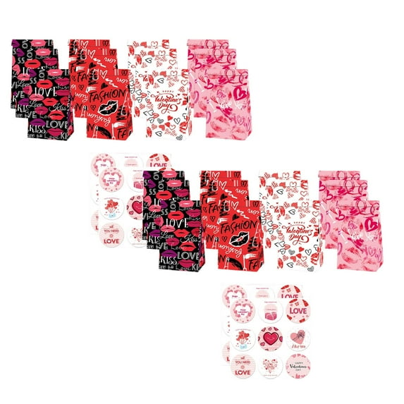 2Pcs Valentine'S Day Party 12 Valentine'S Day Paper +18 Stickers 4 ...