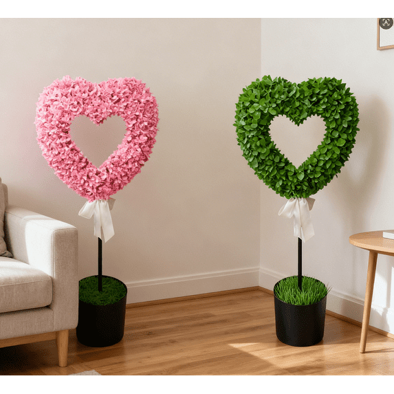 2Pcs Valentine's Day Heart Shaped Topiary Indoor Outdoor Decoration, 31 ...