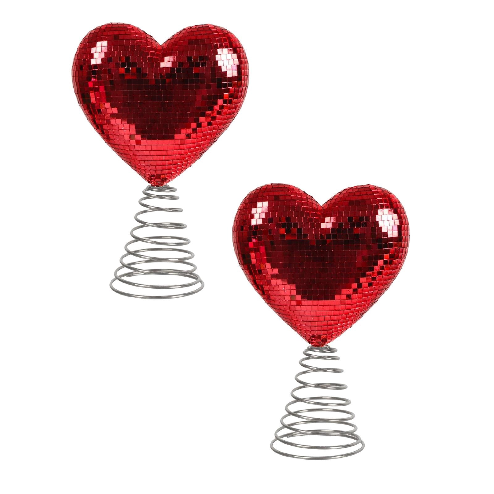 2Pcs Valentine's Day Knitted Crochet Heart Tree Topper, Ornaments ...
