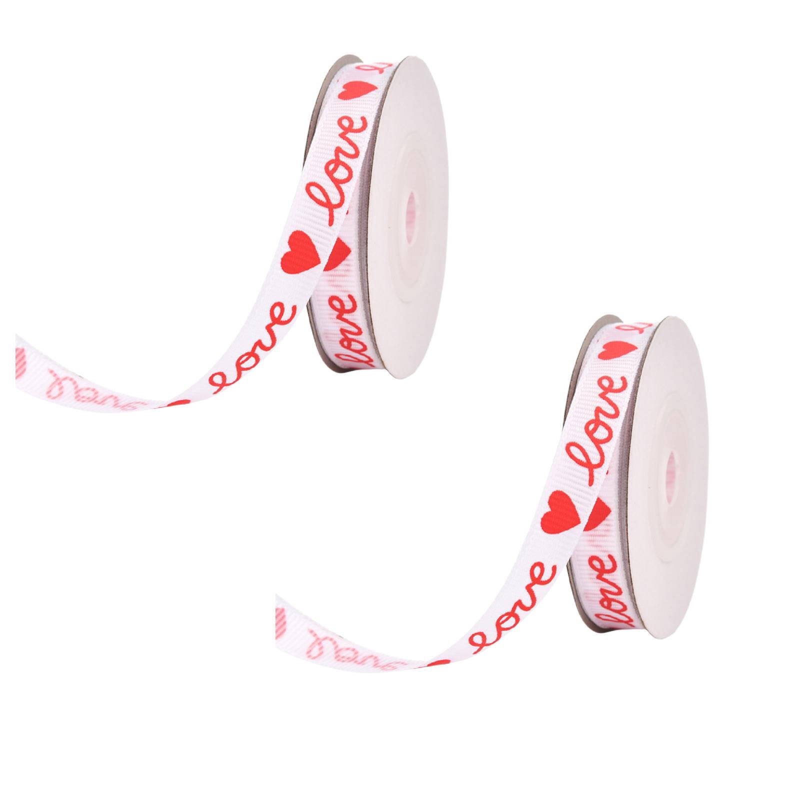 2Pcs Valentines Ribbons for Crafts, Heart Satin Valentine's Ribbon for ...
