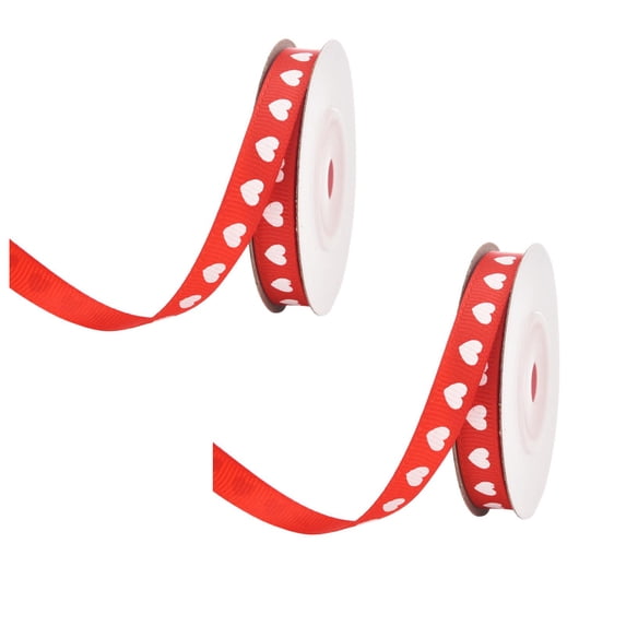 2Pcs Valentines Ribbons for Crafts, Heart Satin Valentine's Ribbon for ...