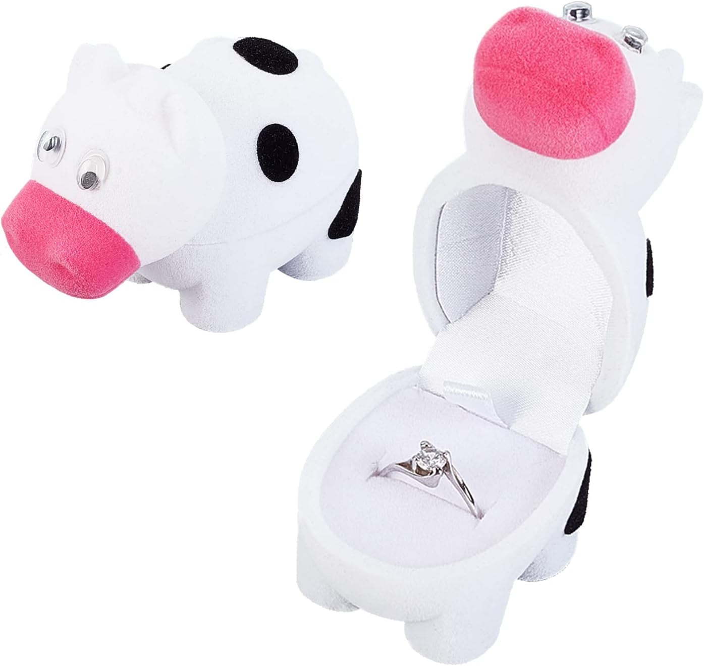 2Pcs Velvet Cow Ring Box Cow Shape Ring Gift Box for Proposal Wedding ...