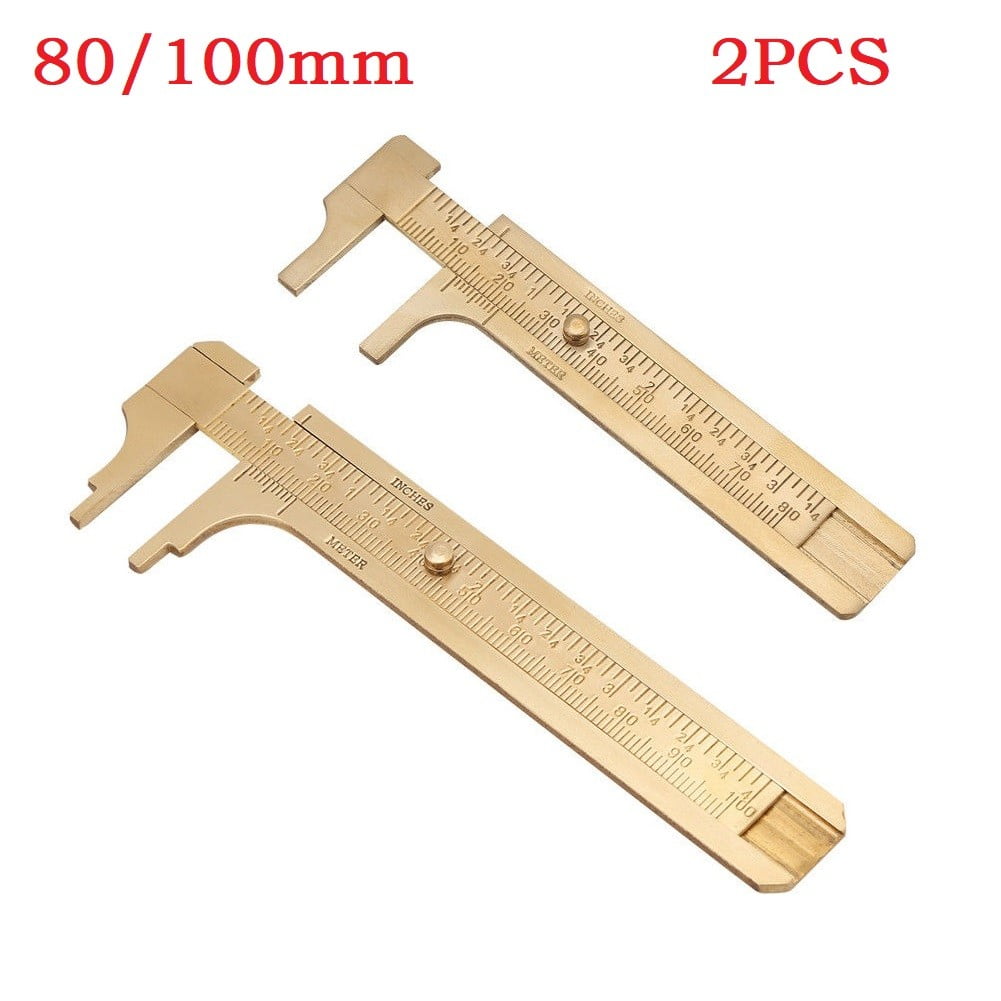 2x Brass Scale 80mm 100mm Sliding Gauge Vernier Caliper Ruler Measuring ...