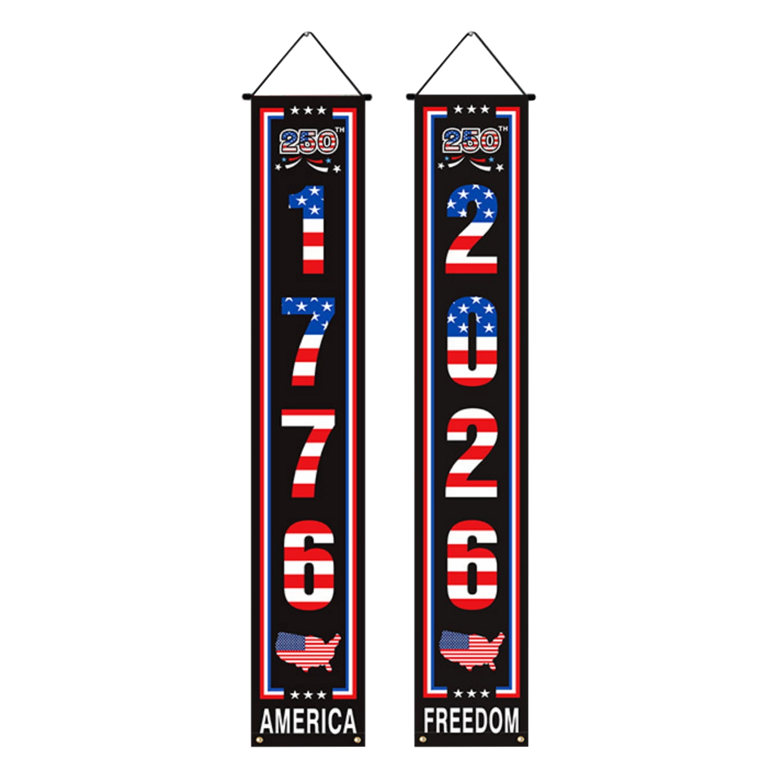 2Pcs Vertical Patriotic Banner Pack, Fourth of July Banners for Outside ...