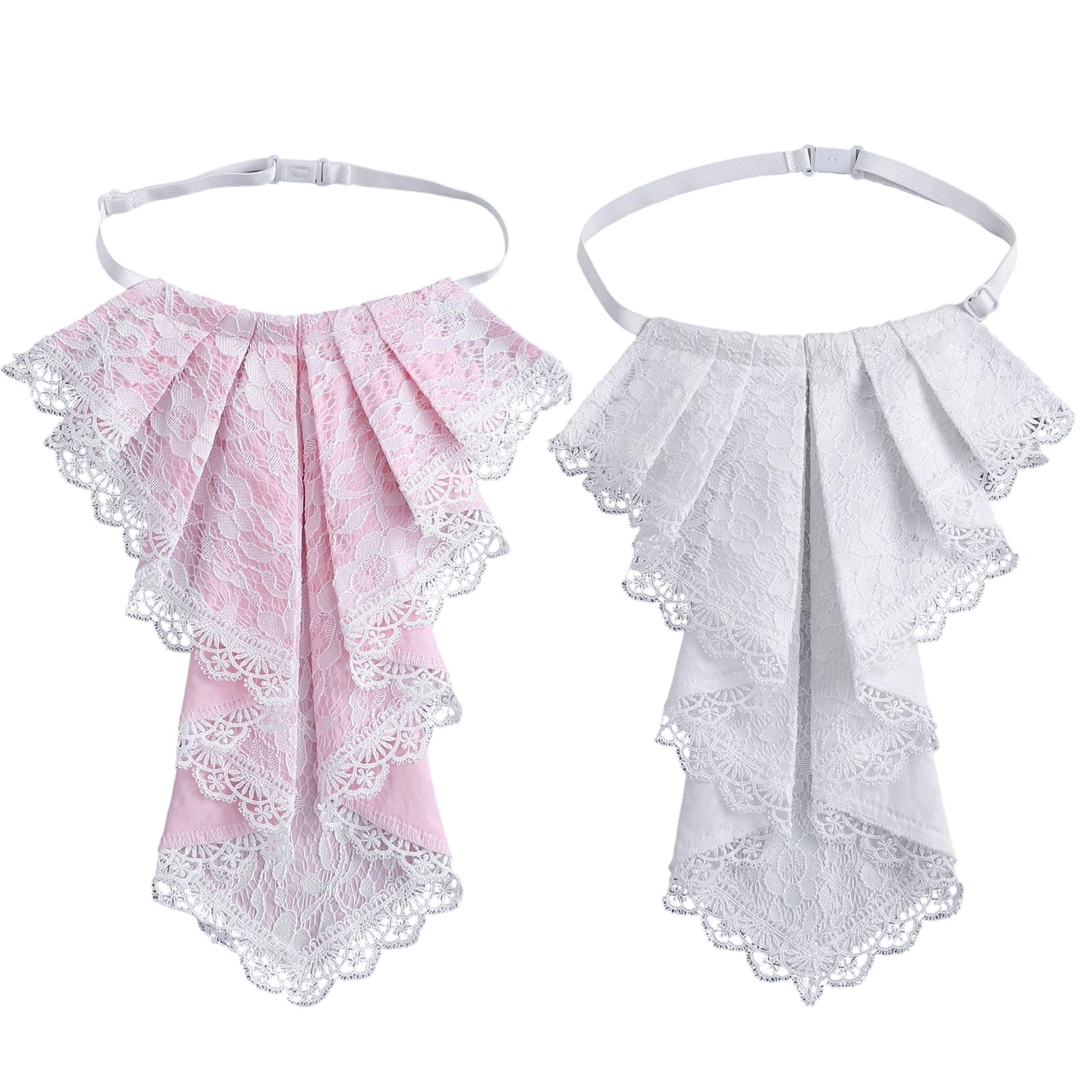2Pcs Victorian Lace Drape Faux Collar Courtstyle Jabot Neckpiece ...