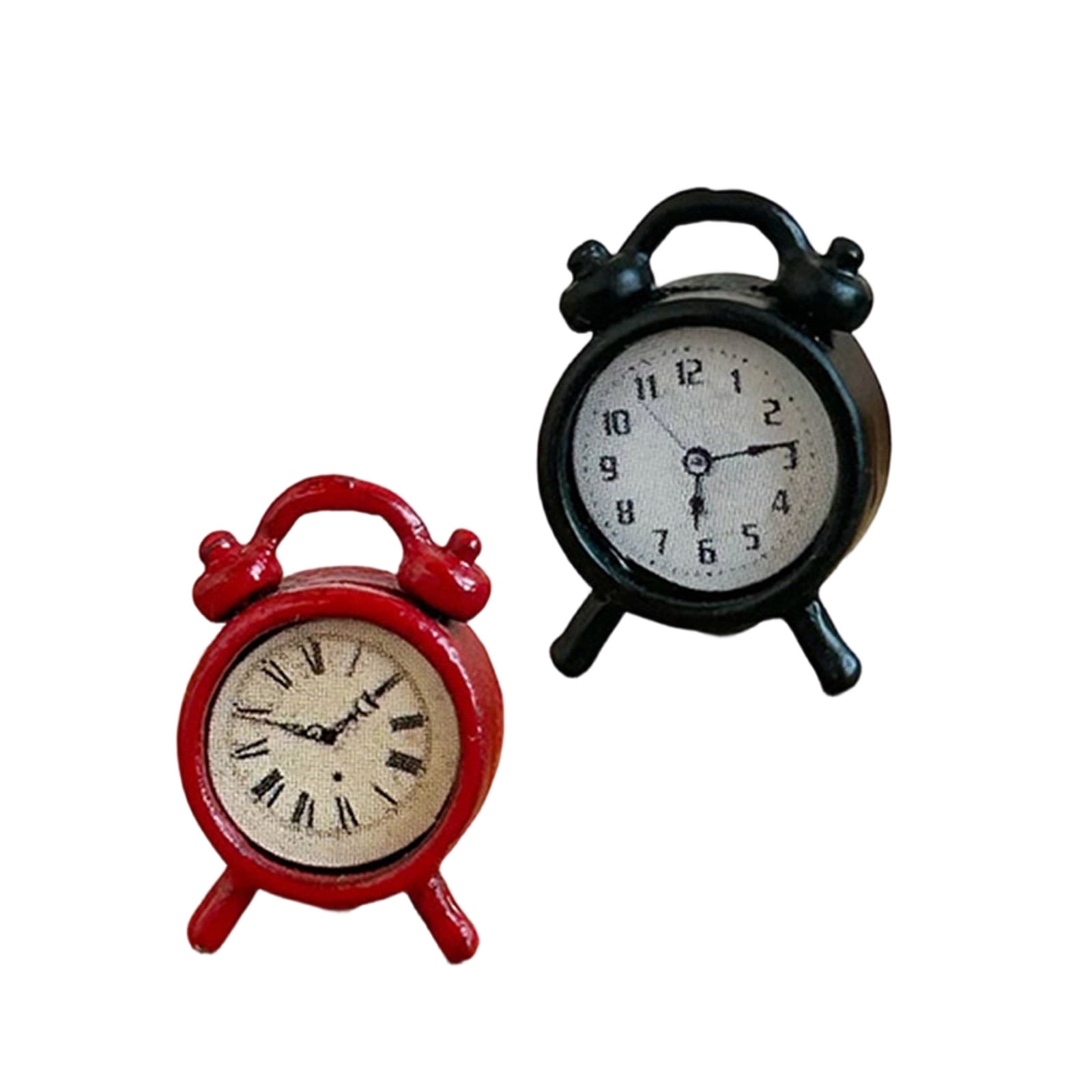 2Pcs Vintage Bronze Miniature Clocks Handmade Alloy Desk Decor for ...
