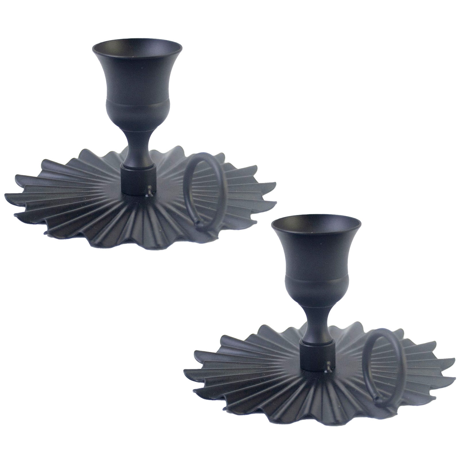 2Pcs Vintage Iron Candle Holder Set Elegant Stable Support Scalloped ...