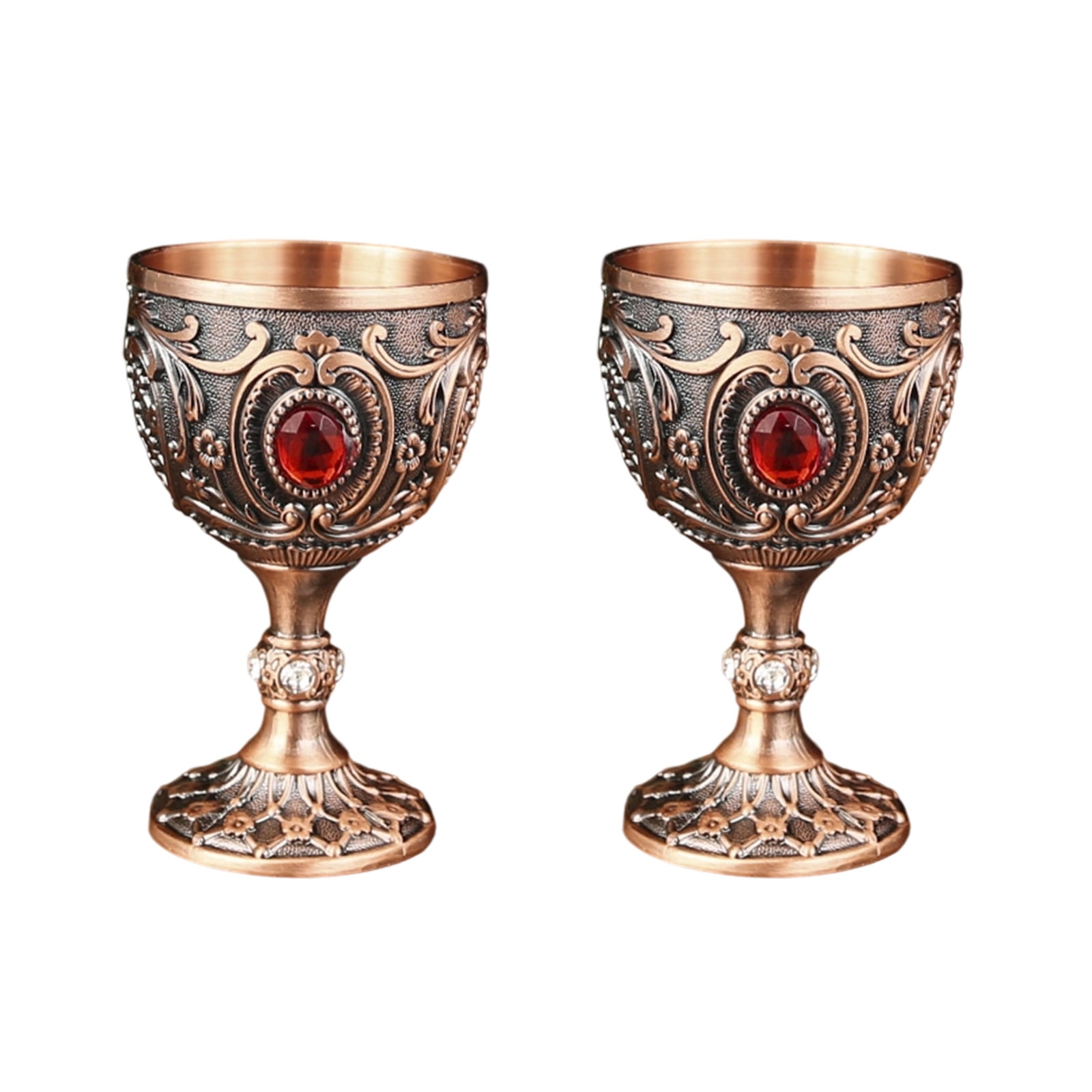 2Pcs Vintage Metal Wine Cup Medieval Goblet Drinking Glass Drinkware ...