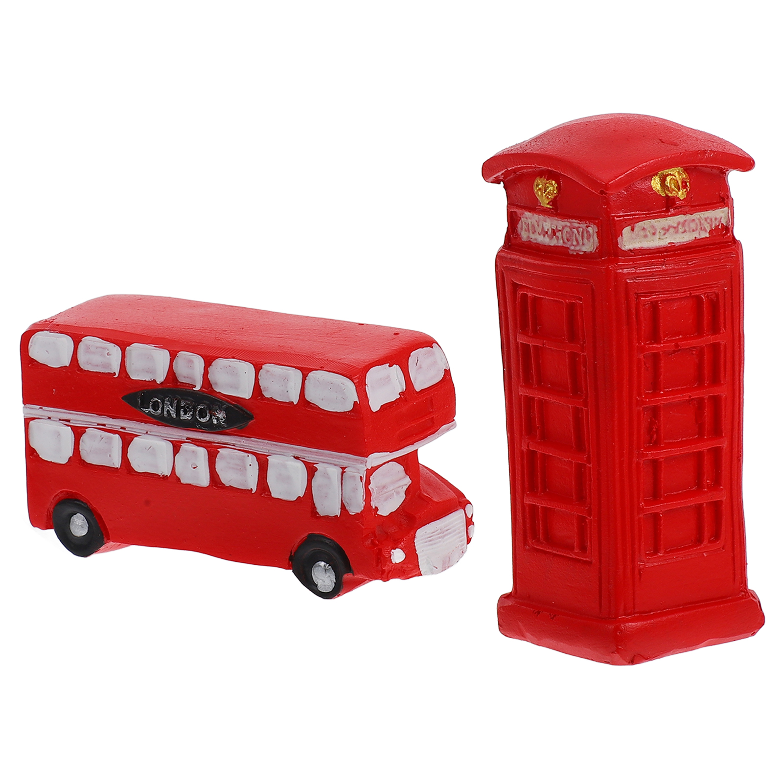 2Pcs Vintage Resin Telephone Booth Crafts Bus Shape Desktop Adornments ...