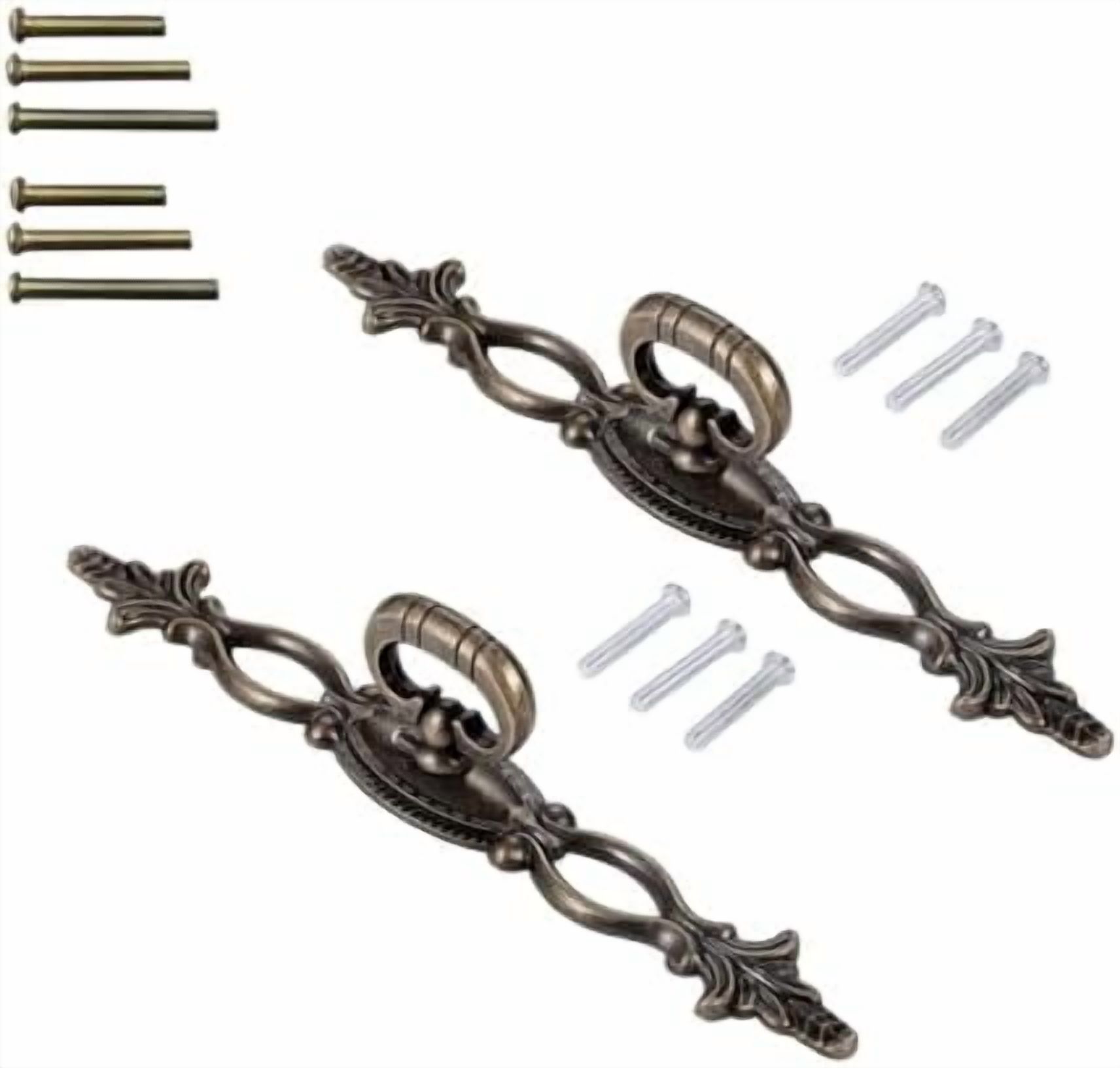 2Pcs Vintage Style Pulls Handles, Antique Bronze Hollow Decor Cabinet ...