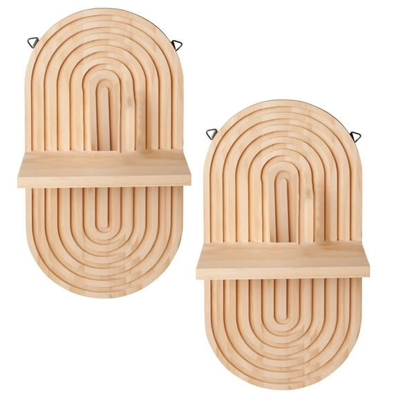 2Pcs Vintage Wall Mounted Shelves Oval Shape Floating Shelf for Plant ...