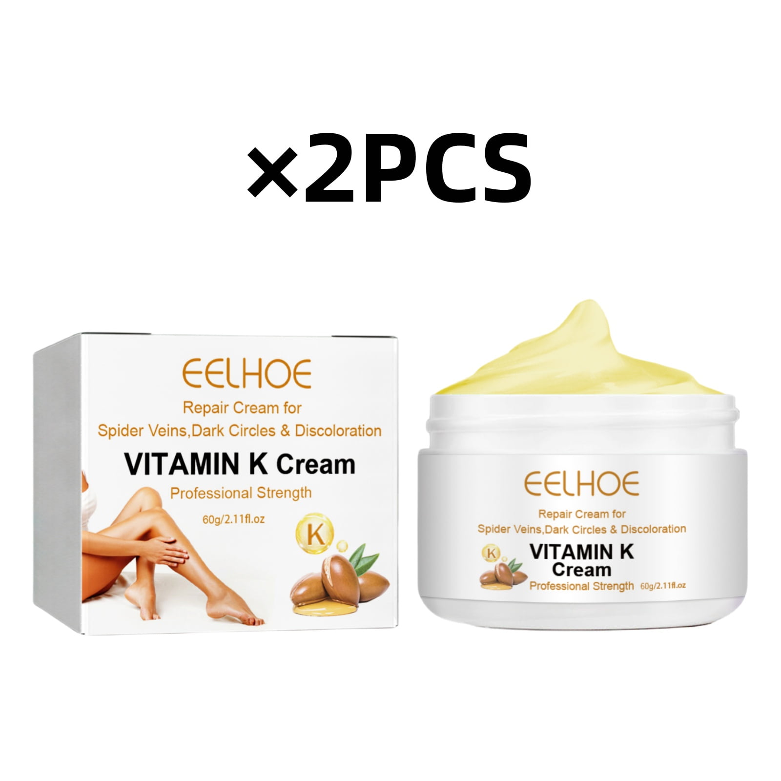 2Pcs Vitamin K Cream Leg Bruises Bumps Swelling Earthworm Legs Massage ...