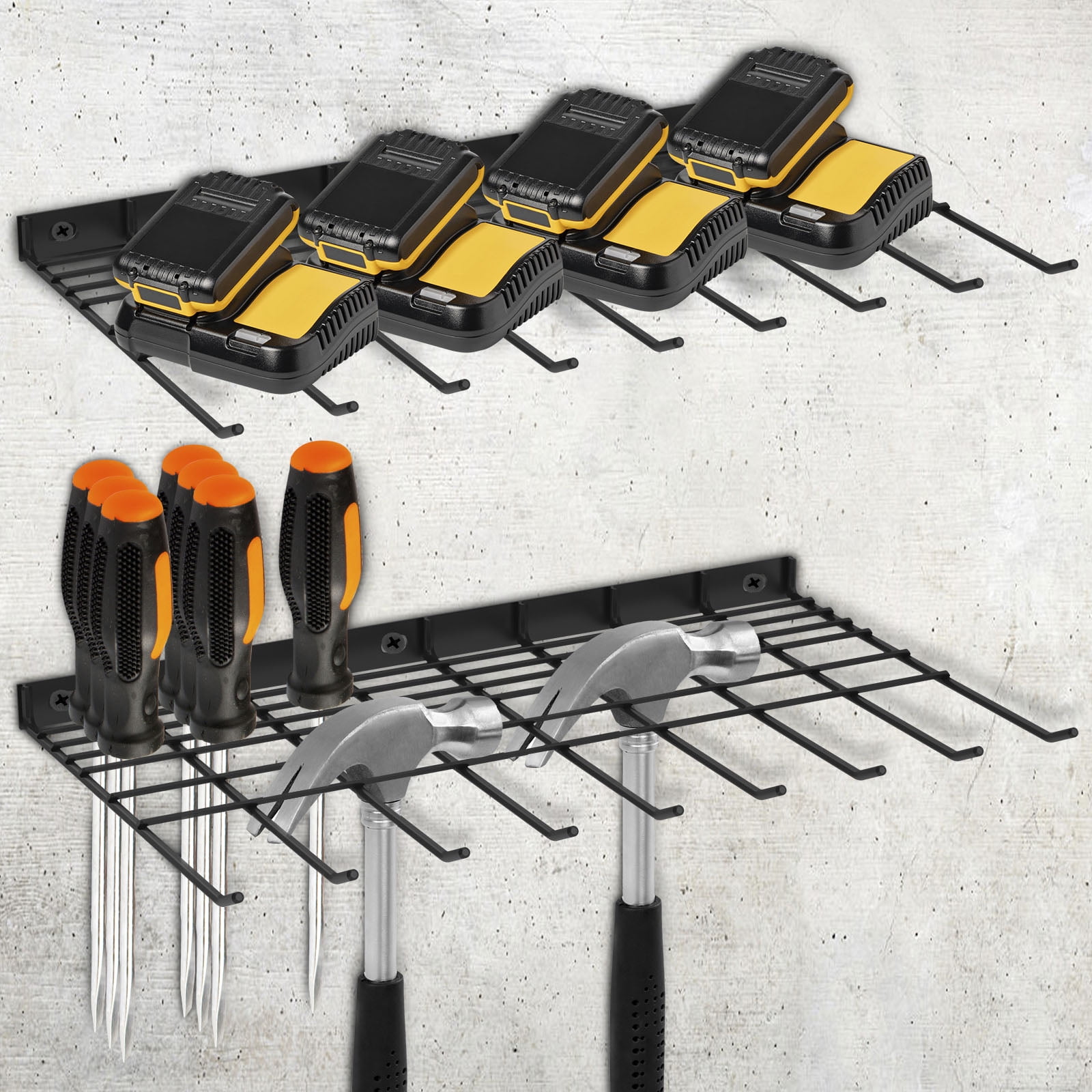 2Pcs Wall Mounted Power Tool Organizer Carbon Steel Garage Tool Storage ...