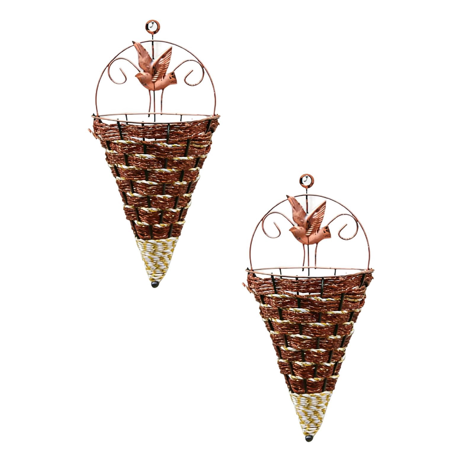 2Pcs Wall Mounted Rattan Pot Hanging Planter Basket for Indoor and ...