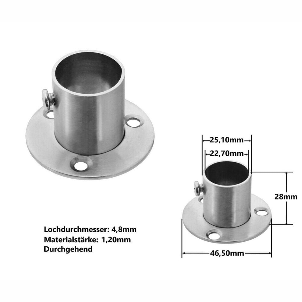 2Pcs Wardrobe Bracket Stainless Steel Rod Socket Flange Rod Holder ...