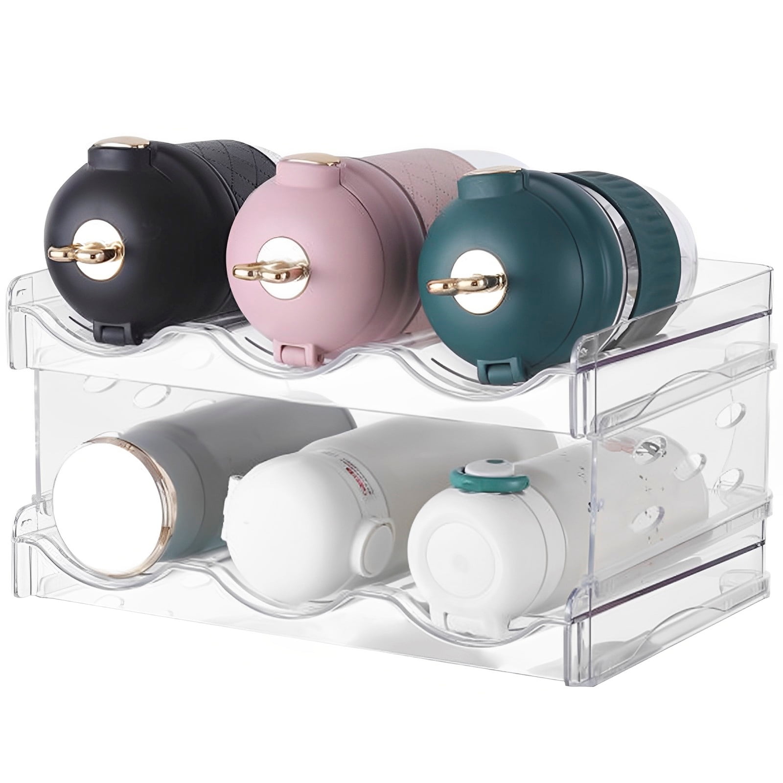 2Pcs Water Bottle Organizer Stackable Bottle Storage Holder Clear Water ...