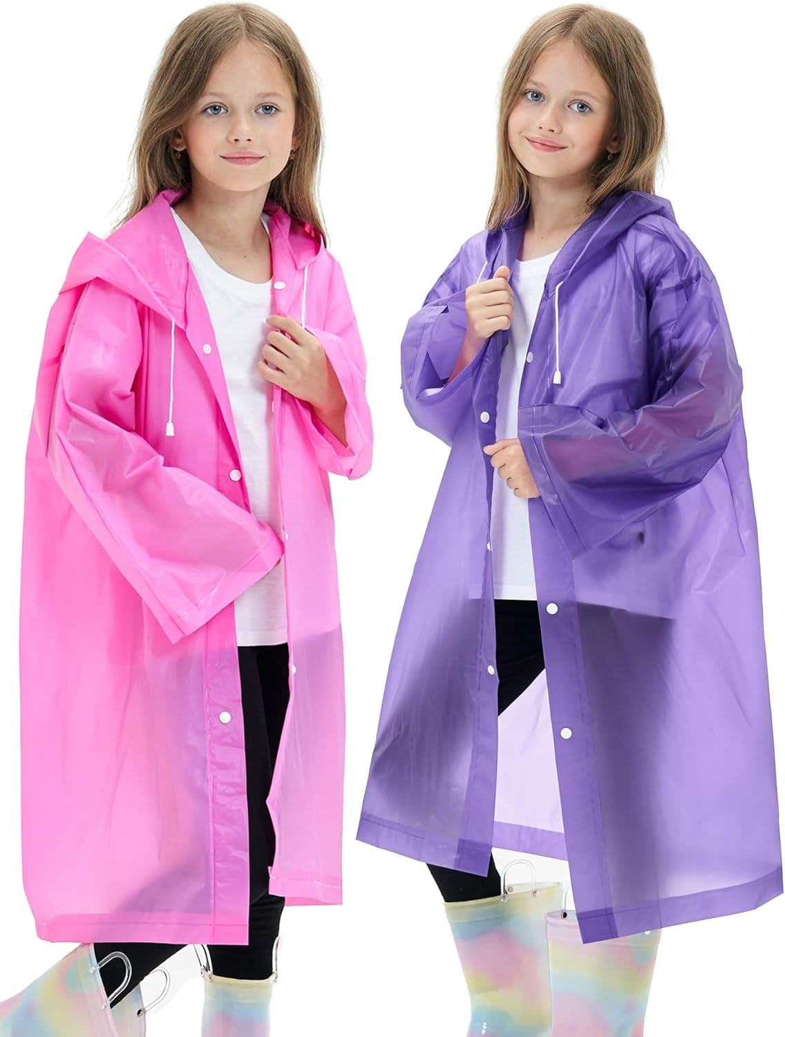2Pcs Waterproof Raincoats for Kids Reusable,EVA Rain Ponchos Emergency Rain Jacket for Children ...